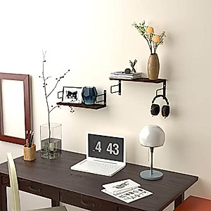 Eifiwot Floating Shelves Wall Mounted Set of 2, Wall Shelf Storage for Office, Bathroom, Living Room, Bedroom, Kitchen, Dark Carbonized Black Shelves for Wall Decor