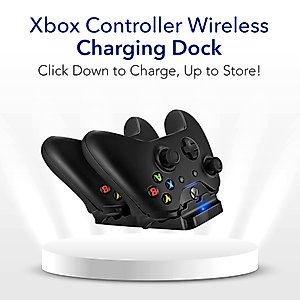 Charging Dock Stations Dual Xbox One Controller Charging Station - Fast Charging Dock with USB Cable & LED Indicator - Compatible with Xbox One S, X Controllers - Wireless Charger (Horizontal)