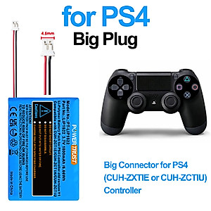 PowerTrust 1800mAh LIP1522 Battery Compatible with Sony PS4 Dual Shock 4 Controller CUH-ZCT1E CUH-ZCT1U Wireless Controller 2015 (Big Plug)
