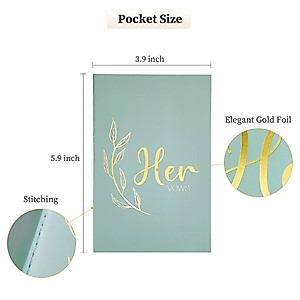 fusuu Wedding Vow Books - Vow Books His and Hers - Gold Foil Lettering with 28 Lined Pages – Bridal Shower Gifts - Peferct Addition for Your Wedding Day (Blue)