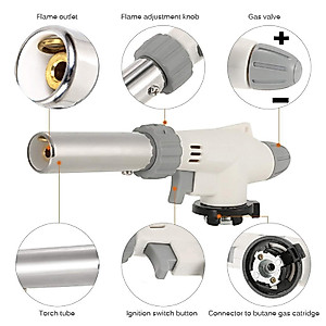 Butane Torch Kitchen Blow Torch - Chef Cooking Torch Lighter Adjustable Flame With Safety Lock Culinary Torch For Creme Brulee, Baking, BBQ Butane Gas Not Included