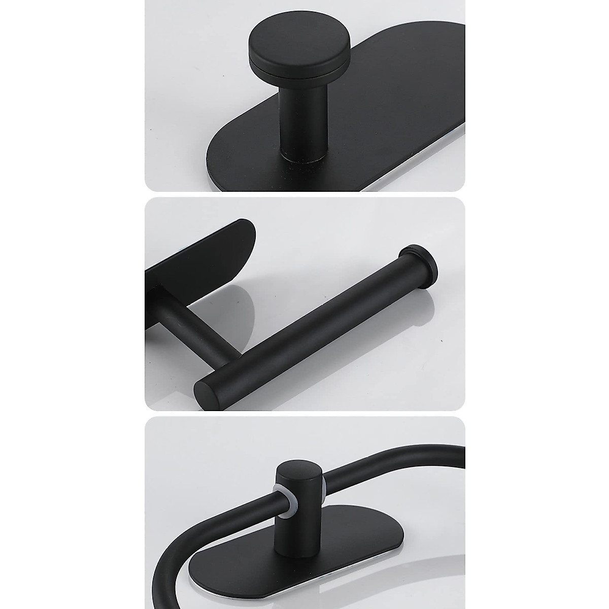 No Drilling Black Bathroom Accessories Sets Toilet Tissue Roll Paper Holder Towel Rack Bar Rail Ring Robe Clothes Hook Hardware,Brushed Towel Bar