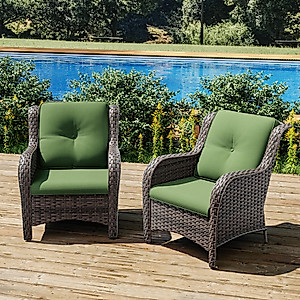 Joyside Outdoor Wicker Chair Rattan Patio Dining Chairs Set of 2 PE Wicker Patio Chairs with 4inch Seat Cushions Outdoor Patio Seating Chair for Garden, Backyard Deck(Mixed Grey/Green)