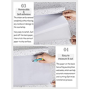 Glossy Marble Paper for Countertop Peel and Stick Wallpaper Granite White Sticker Waterproof Self Adhesive 15.7”×118” Easy to Install & Clean, Removable
