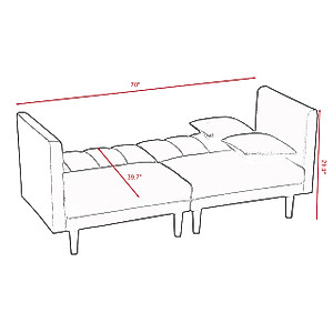 Lepfun Futon Bed Convertible Velvet, Modern Sleeper Sofa with 2 Pillows, 3 Adjustable Angles for Backrest,Living Room Couch with 7 Sturdy Metal Legs,Upholstered Loveseat for Home,Office,Navy Blue