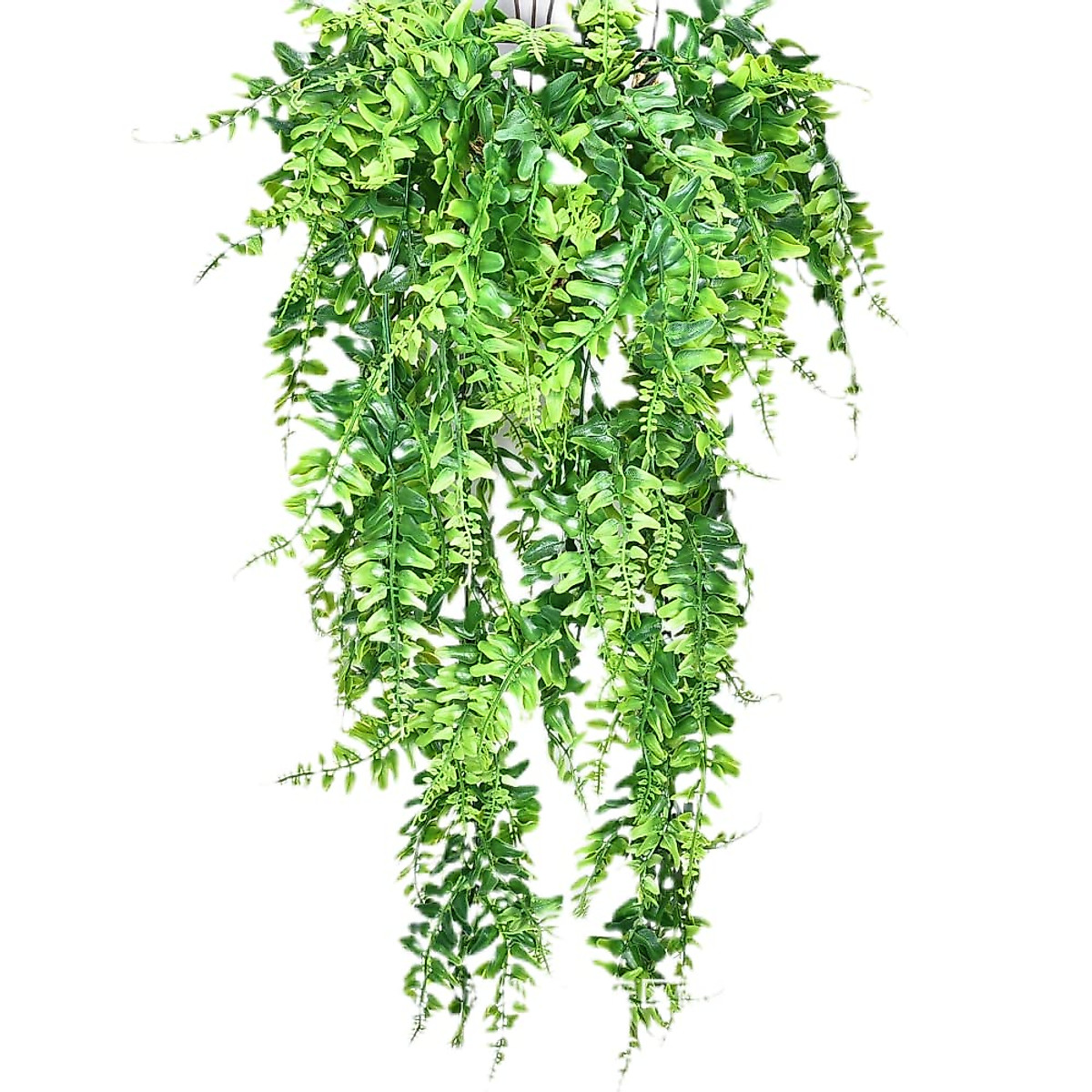 FARROWR 2 Pcs Artificial Boston Ferns Plants Hanging Faux Greenery Vine Fake Ivy Vine Leaves Plastic Plants for Wall Home Garden Wedding Hanging Decoration