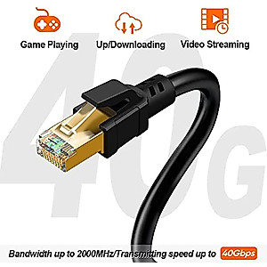 CableCreation Cat8 Ethernet Cable 1.6ft Short, 40Gbps Network Patch Shielded Heavy Duty Cable, 2000MHz SFTP Internet LAN RJ45 High Speed Gaming Cord for PS5 PS4, Xbox, Modem, Router, 0.5M