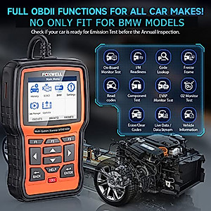 FOXWELL NT510 Elite OBD2 Scanner fit for BMW Full System Car Code Reader Diagnostic Tool with All Reset Services, Battery Registration ABS Bleed Airbag EPB Oil SAS TPS CKP Bidirectional Active Test