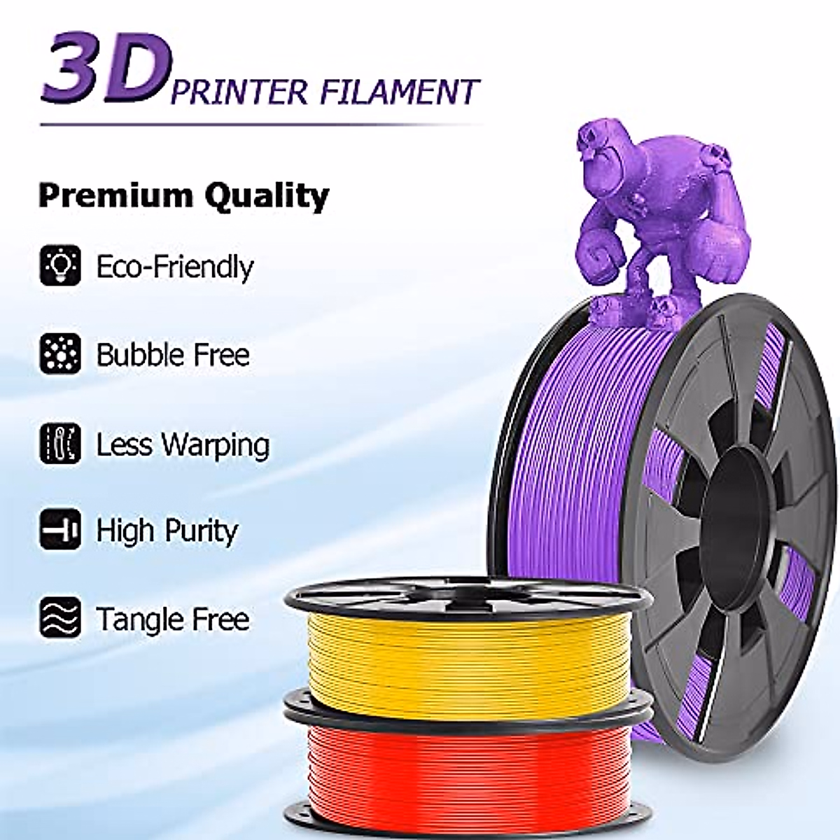 8 Pack 3D Printer Filament, 1.75mm PLA 3D Printing Filament in Total 2KG, 8 Colors Dimensional Accuracy +/- 0.03 mm Widely Compatible for 3D Printing