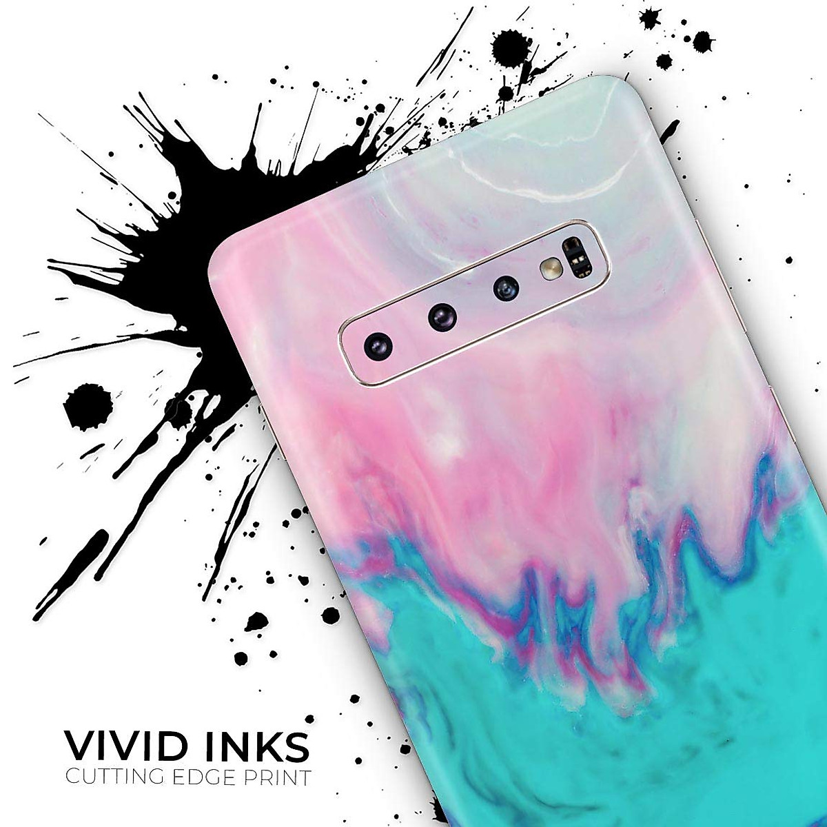 DesignSkinz Marbleized Pink and Blue Paradise V432 Protective Vinyl Decal Wrap Skin Cover Compatible with The Samsung Galaxy S20 (Screen Trim & Back Glass Skin)