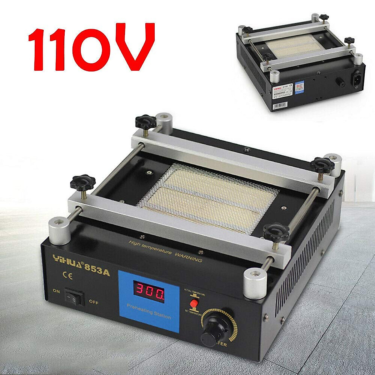 853A 600W IR Preheating Rework Station PCB Infrared Preheater BGA Rework Hot Plate Preheating Oven Welder 50℃-350 ℃ 110V
