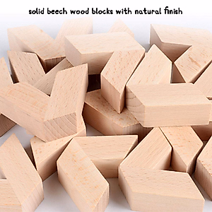 Xylolin Wooden Building Blocks for Kids 4-8, Large Solid Wood Toddlers Stacking and Balancing V-Shape Blocks Toy, Early Learning Construction Game for Kids Age 3 4 5 6 7