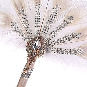 Chinese Fan Folding Hand Fan Bridal Feather Bouquet Decorative Fan Crystal Bridesmaid Wedding Bouquet Flapper Folding Fan Paper Fan Hand Folding Fans Vintage Style