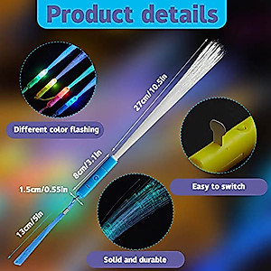 Zhanmai 24 Pieces Glow Fiber Wands Sticks LED Light Wands Fiber Optic Wands LED Flashing Sticks Glow Flashing Wands Fiber Optic Wands for Party Favors (Multicolor)