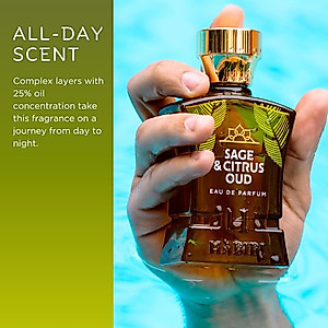 H HABIBI Sage & Citrus Perfume Oud Arabian Men's Cologne - Fresh & Woody Citrus Cologne for Men - Sage, Oud & Patchouli Perfume for Men - Eau de Parfum for Men - Blended with Rare Exotic Notes