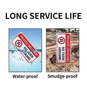 2 Pack Private Driveway, No Turn Around Sign, 14"x 7" .04" Aluminum Reflective Sign Rust Free Aluminum-UV Protected and Weatherproof