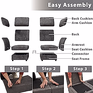 AMERLIFE Modular Sectional Couch, Convertible Sectionals, Sectional Sofa with Ottomans- U Shaped Couch with Chaise, 5 Seat Sofa Couch for Living Room, Dark Grey