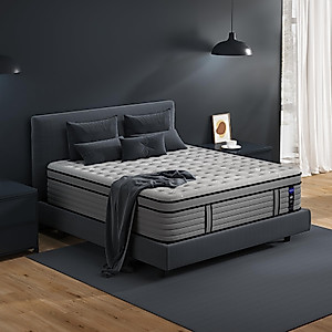 DIFAME California King Mattress, 14 Inch Cal King Size Hybrid Mattress in a Box with Memory Foam,Individually Pocket Coils Springs for Motion Isolation, Pressure Relief, Edge Support, Medium Firm