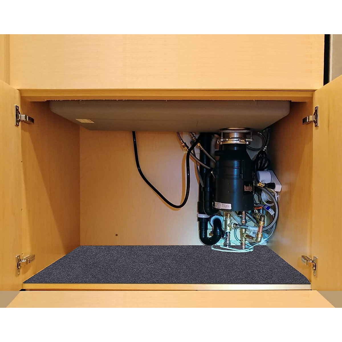 Drekan Under Sink Mat,Absorbent/Waterproof, Kitchen Cabinet Mat, Sink Drip Protector Tray, Capture spilled liquid and mixture Protects Cabinets, Non-slip absorbent material, Washable (36'' x 42'')