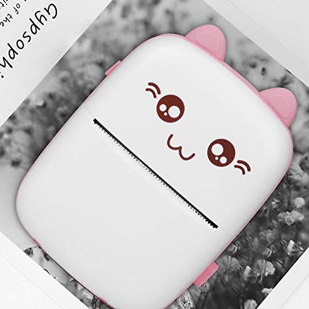 Naroote Mini Photo Printer, Plastic Material Photo Printer for Wireless High Resolution with Cute Appearance for Classroom for Learn(Pink)