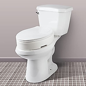 Carex Elongated Hinged Raised Toilet Seat, Adds 3.5 Inches of Height to Toilet, 300 Pound Weight Capacity, Toilet Seat Riser, Elevated Toilet Seat And Handicap Toilet Seat