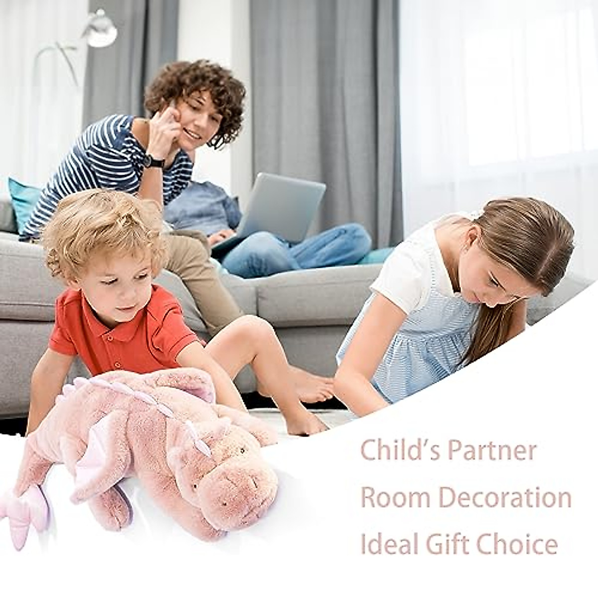 YOUBLEK 40In 2Lb Weighted Stuffed Animals,Cute Plush Dragon,Weighted Stuff Dinosaur Toy for Kids Adult Gift or Decoration(Pink, 40Inches/2Lbs)