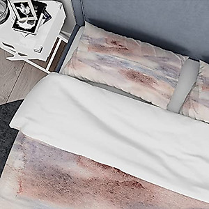 DESIGN ART Designart 'Pastel Abstract with Blue Pink Gray & Red Spots' Modern Duvet Cover Comforter Set King Cover + Comforter + 2 King Shams 4 Piece
