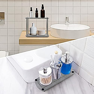 Sekonow 2 Tier Sink Caddy, Bathroom Instant Dry Sink Organizer, Diatomaceous Earth Fast Drying Stone Sink Tray, Kitchen Sink Organizer Soap Sponge Holder