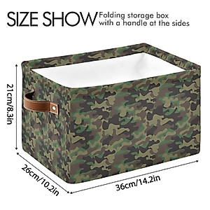 DEHOZO Storage Basket Bins, Military Camouflages Camo Collapsible Storage Cubes Organizer with Handles, Closet Shelves Clothes Storage Box Toys Organizer for Bedroom Living Room, 1pc