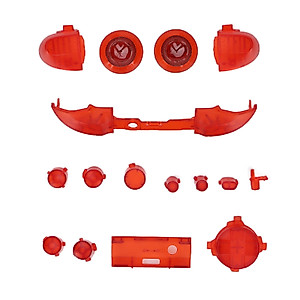 Entatial Full Trigger Buttons Kits, Comfortable Multi Color Full Buttons Set Mod Kit for Series X/S Controller for Series S Controller(Transparent red)