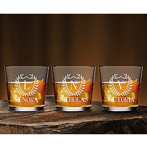 TEEAMORE Personalize Old Fashioned Cocktail Glasses Add Your Name Initial Birthday Anniversary Etched Rocks Whiskey Glass 9oz