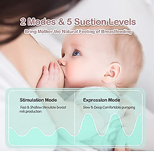 Horigen Double Wearable Breast Pump for Breastfeeding with 17/21/25mm Silicone Flange, Electric Hands Free Breast Pump Wireless Silent Invisible in Bra Portable Breast Pump for Travel, Home, Outdoors