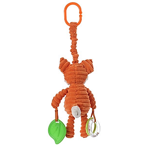 Apricot Lamb Baby Stroller or Car Seat Activity and Teething Toy, Features Plush Fox Character, Gentle Rattle Sound & Soft Teether, 8.5 Inches