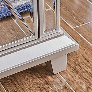 SEI Furniture Toppington Mirrored Electric Fireplace Media Console, New Mirror/Silver