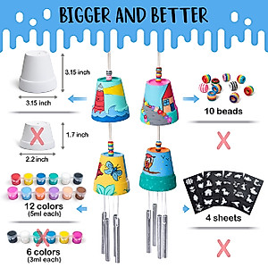 ROMI'S WAY 2-Pack Make Your Own Wind Chime Kit - Larger Bells, Stencils and Beads, Arts and Crafts for Kids Ages 8-12, 6-8 - DIY Craft Kit for Girls & Boys - Unique Art Gifts for Christmas, Birthday