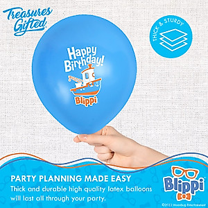 Treasures Gifted Blippi Birthday Party Supplies Vehicle - 12 Pack - Blippi Birthday Balloons Pack - Latex Blippi Balloon - 12 Inch Blippi Balloons Orange, Blue, & White - Blippi Party Supplies