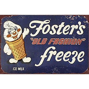 HUONIU New Tin Fosrters Old Fashion Freeze Vintage Look Aluminum Metal Sign 8x12 Inches, Colour