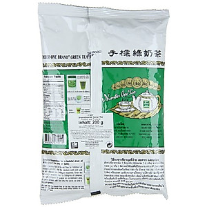 Number One Milk Green Tea Mix in Fine Loose Leaves with Mild Jasmine Flavor, Effortlessly Make Iced Thai Green Tea with Milk or Boba Tea, 70-Year-Old Traditional Brand from Thailand (7 oz Bag)