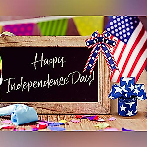 Wiaxin 26 Yards 4th of July Ribbon Patriotic Wired Edge Ribbon Patriotic Stars Stripes Ribbon for Independent Day Decor Hair Bows Wrapping Sewing