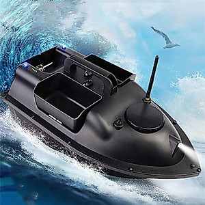 RC Fishing Bait Boat, GPS Positioning Automatic Return, Three Warehouse Bait Boat, Double-Engine Remote Control Fishing Boat Fishing Tool,Black,GPS 12000MAH