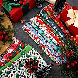 Tudomro 100 Pcs 10 x 10 Inches Winter Christmas Fabric Snowflake Snowman Fabric Square Patchwork Fabrics Santa Claus Craft Fabric Bundles Deer Candy Quilting Fabric for Xmas DIY Sewing