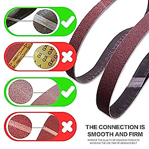 1 x 42 Inch Sanding Belt Pack 1-Inch x 42-Inch,12 Pcs(4 Each of 80 120 150 Grits) Aluminum Oxide for Sander