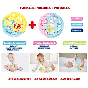 Play Ball Baby for Toddlers | 2 Outer Plus 2 Inner Balls | Rattles and Rolls for Double The Fun | Safe for Any Age
