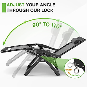 ZENPETIO 26In Zero Gravity Chair, Zero Gravity Recliner Lounge Chair for Indoor and Outdoor, Reclining Camping Chair for Lawn and Patio, Anti Gravity Chair w/Cushion, Cup Holder and Footrest, 440LBS