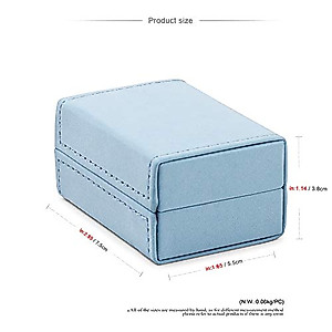 Oirlv Blue Leather Double Rings Box Couple Rings Bearer Case for Wedding,Proposal,Engagement.