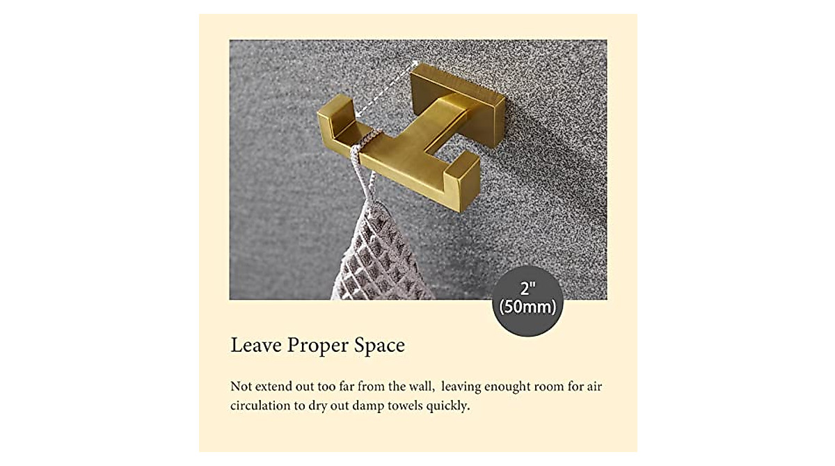 Suyar Double Towel Hook Brushed Gold - Elegant Wall Mount Organizer