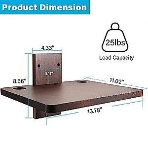 Siondoux Wooden Floating Shelf, 1 Shelf, Entertainment Center for Projector, PS5, DVD Player, Game Console, Cable Box, 20lbs Capacity