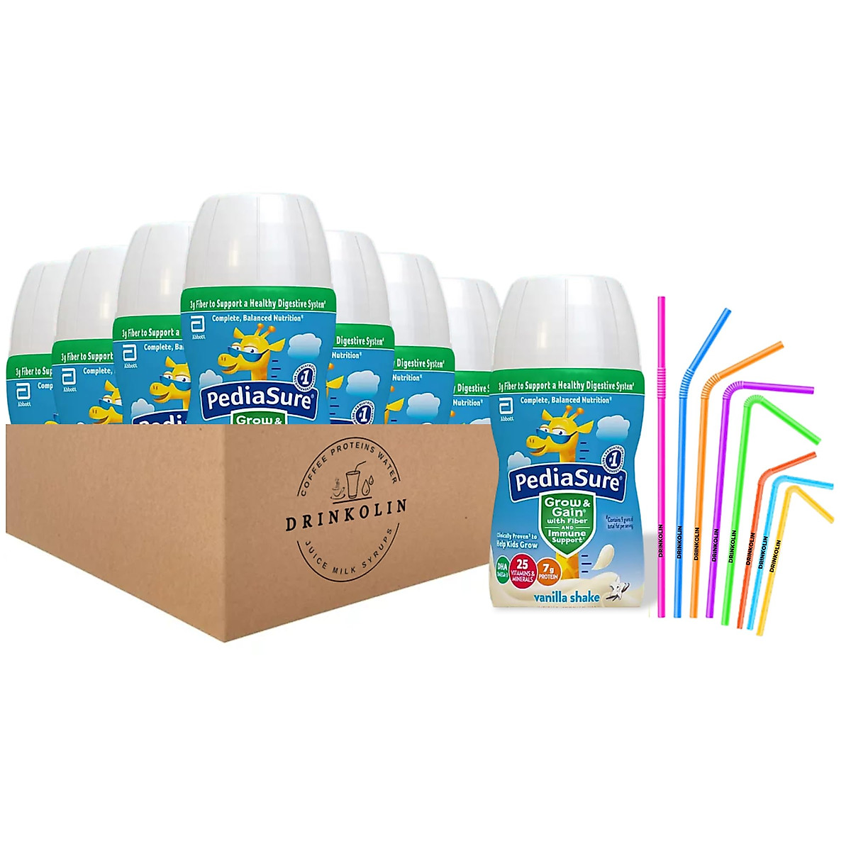 Pediasure Nutritional Grow & Gain Shake with Fiber and Immune Support, Vanilla (8 fl oz) 8pack