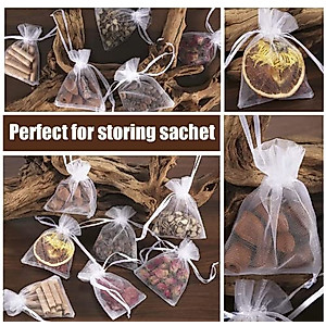 FOBGEL 100 Pcs White Organza Bags 2.8x3.5 (7x9cm), Drawstring Jewelry Gift Bag, Small Gift Bag, For Party, Jewelry, Christmas, Lavender, Festival, Bathroom Soaps, Makeup, Organza Favor Bags