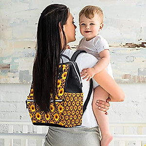 Sunflowers on Leopard Background Diaper Bag Backpack Baby Nappy Changing Bags Multi Function Large Capacity Travel Bag